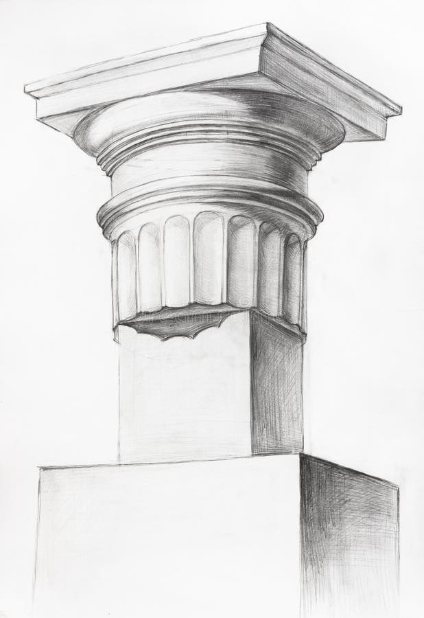 Hand-drawn Academic Drawing of Doric Capital Stock Image - Image of ...