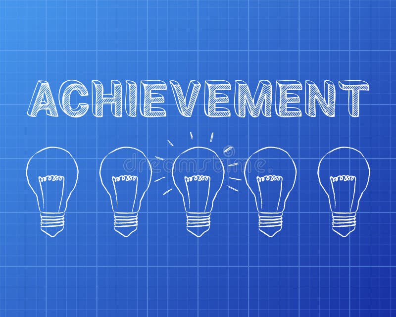 Achievement Light Bulbs Blueprint Stock Vector - Illustration of ...