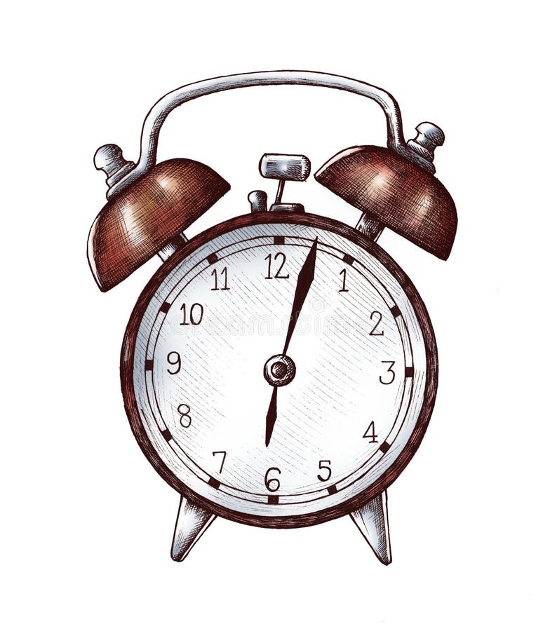 Hand Drawn Alarm Clock Illustration Stock Illustration - Illustration ...