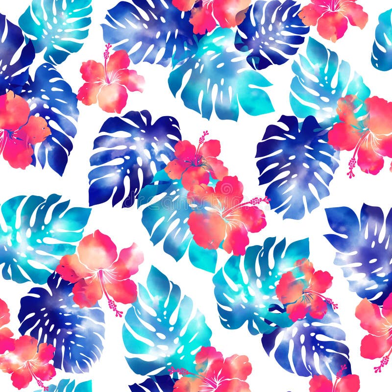 Hand-drawn Aloha Shirt Pattern of Tropical Plants, Stock Illustration ...