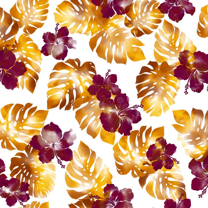 Hand-drawn Aloha Shirt Pattern of Tropical Plants, Stock Illustration ...