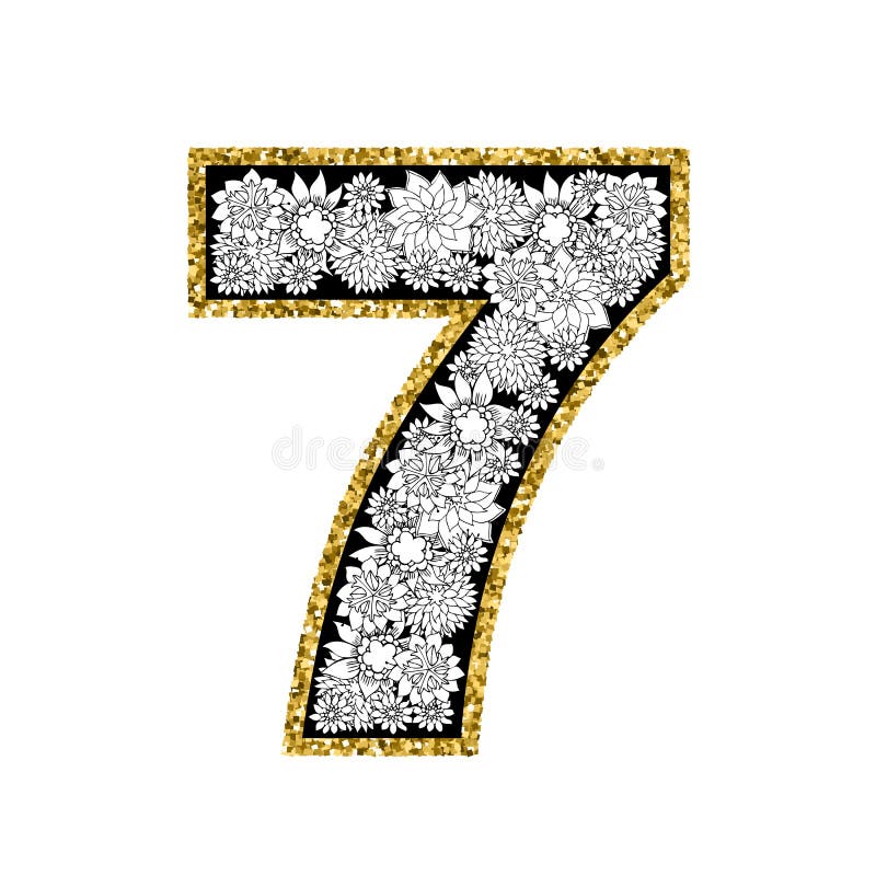 Hand Drawn Alphabet Design. Digit 7 Stock Vector - Illustration of ...