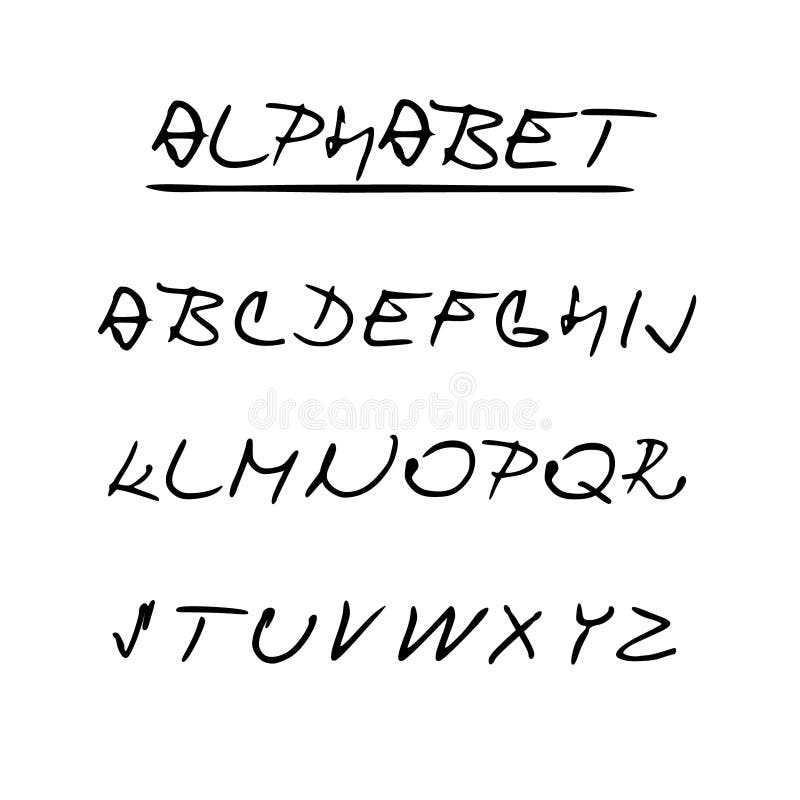 Hand Drawn Alphabet, Font, Isolated Ink Letters Stock Vector ...