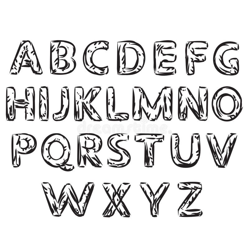 Hand Drawn Alphabet. Letter of the Line Stock Vector - Illustration of ...