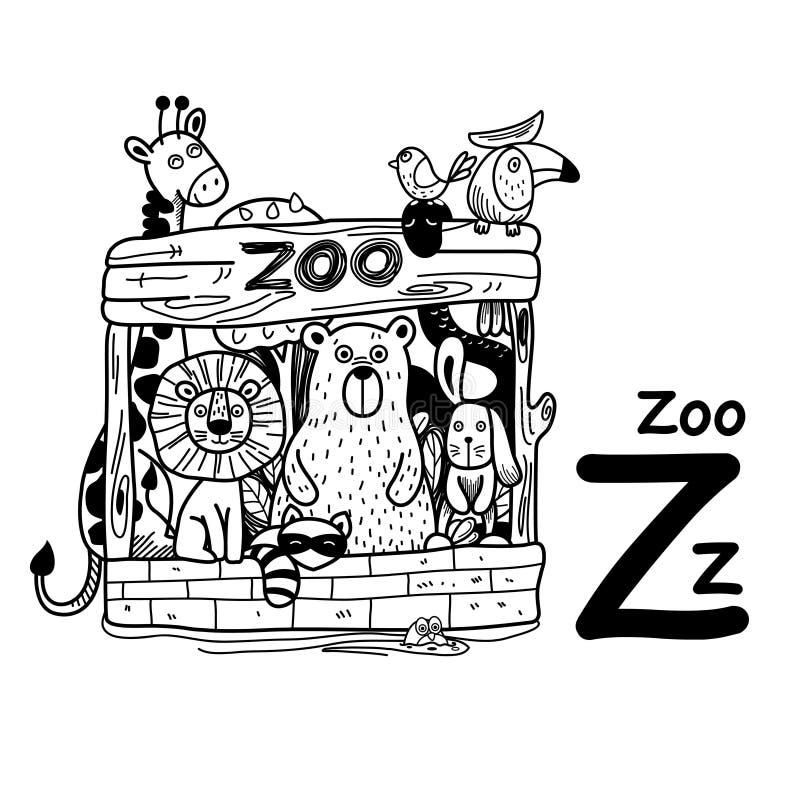 Hand Drawn.Alphabet Letter Z-zoo Stock Vector - Illustration of ...