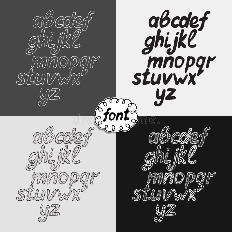 Hand drawn alphabet set stock vector. Illustration of element - 60295395