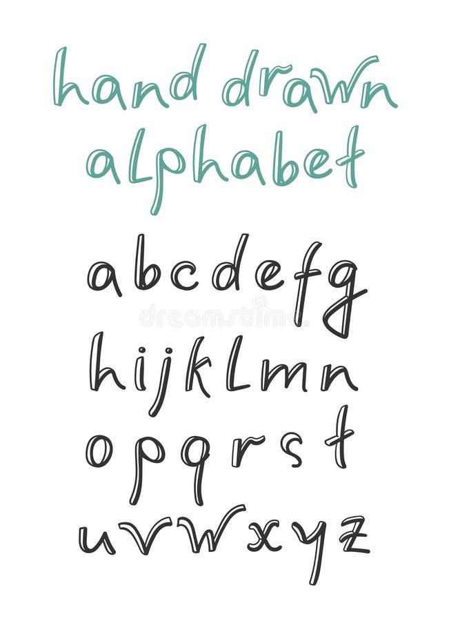 Hand Drawn Alphabet. Simple Hand Drawn Font Stock Vector - Illustration ...