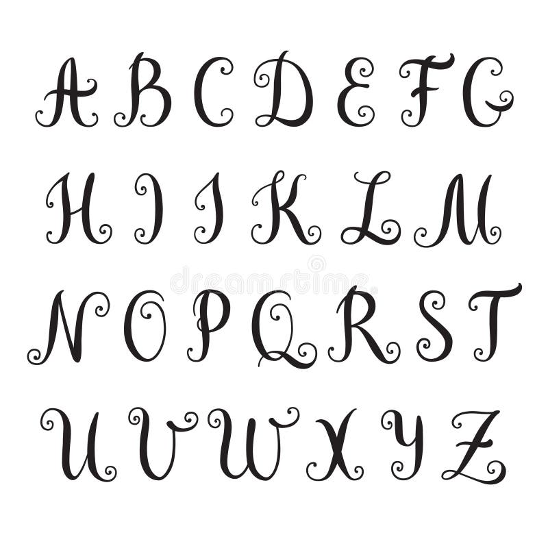 Fairytale, Vector Hand Drawn Calligraphic Font. Handmade Calligraphy ...