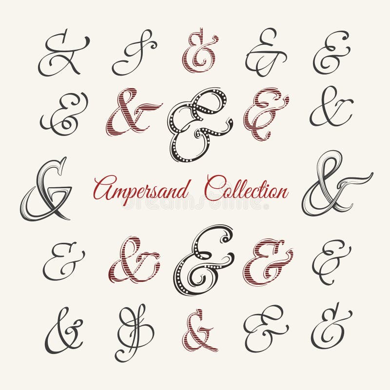 Hand Drawn Ampersand Collection Stock Vector - Illustration of hand ...