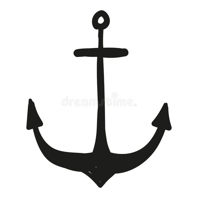 Hand Drawn Anchor Icon in Doodle Style Isolated Stock Vector ...