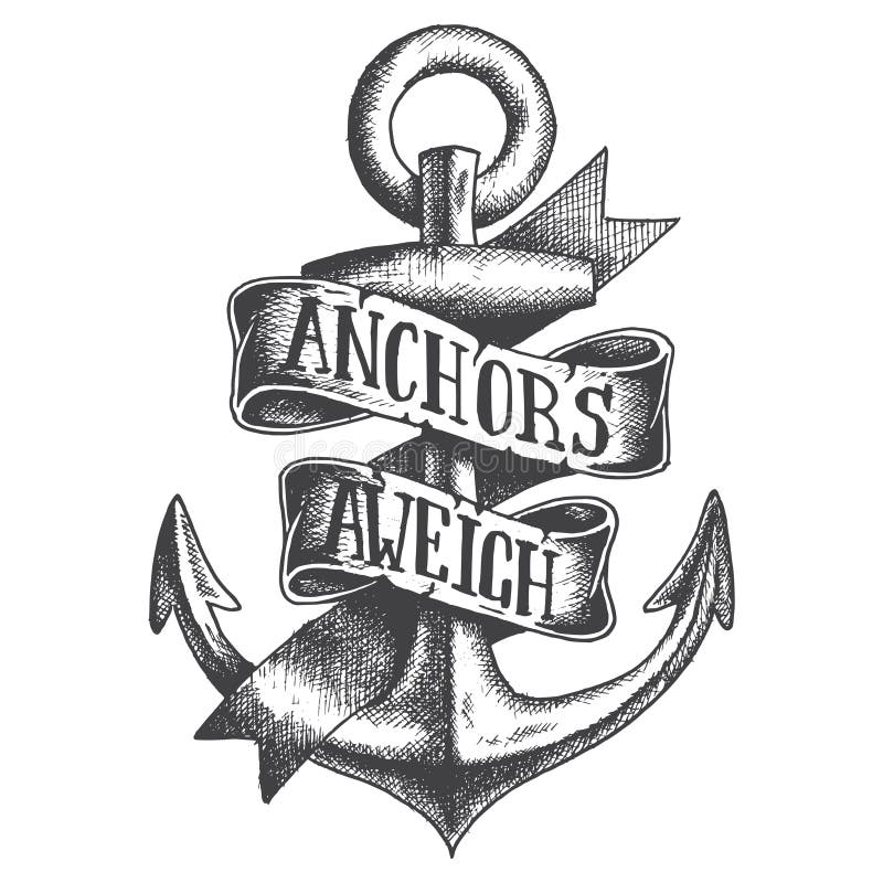 Anchor with ribbon stock vector. Illustration of nautical - 19510836