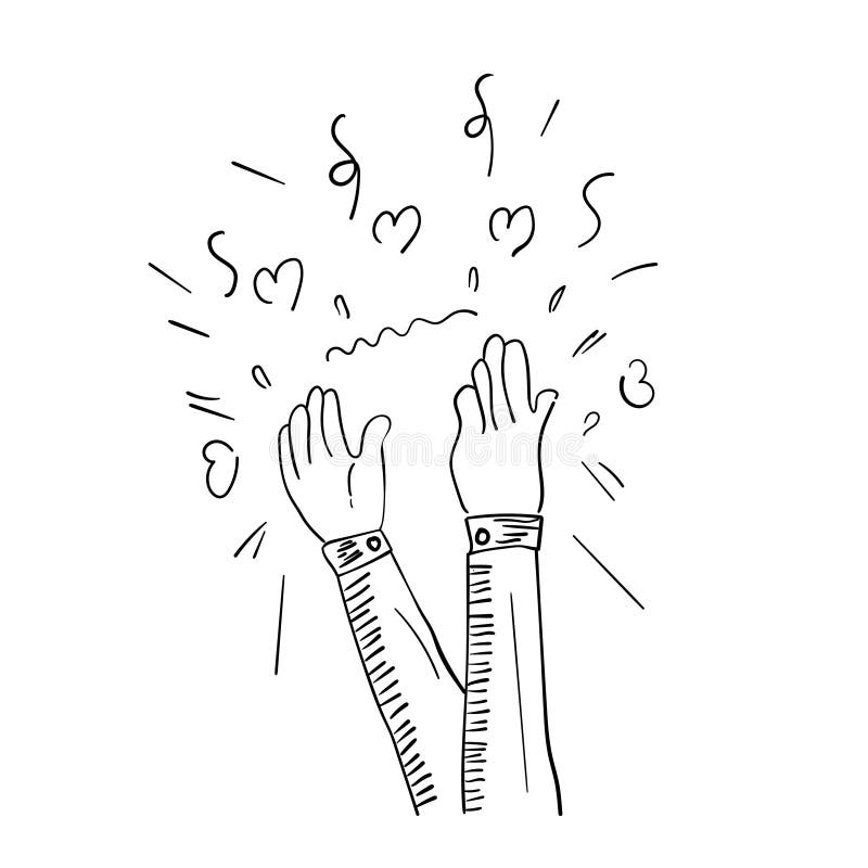 Hand Drawn of Applause, Hands Clapping Ovation Gesture with Doodle ...