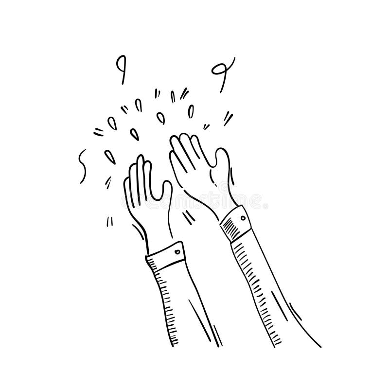 Hand Drawn of Applause, Hands Clapping Ovation Gesture with Doodle ...