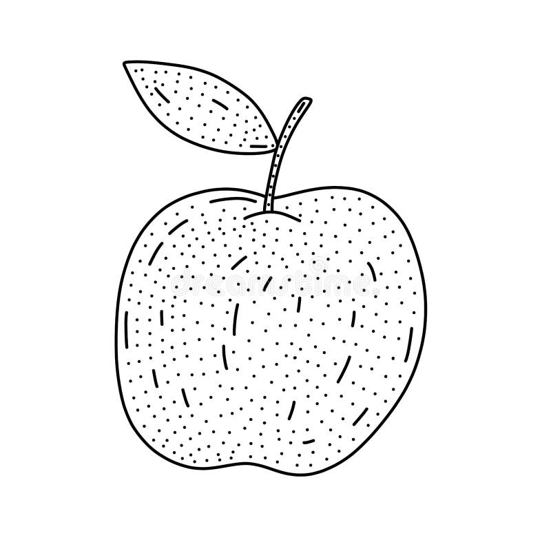 Hand Drawn Apple in Doodle Style. Isolated on White Vector Illustration ...