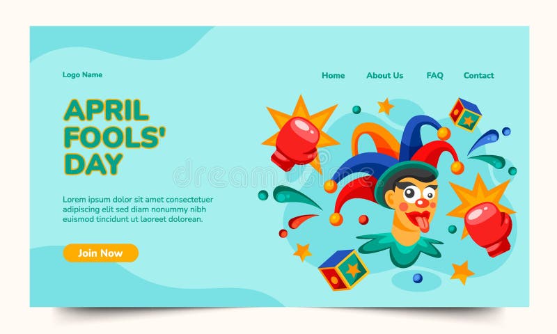 Hand Drawn April Fools Day Landing Page with Emojis Stock Illustration ...