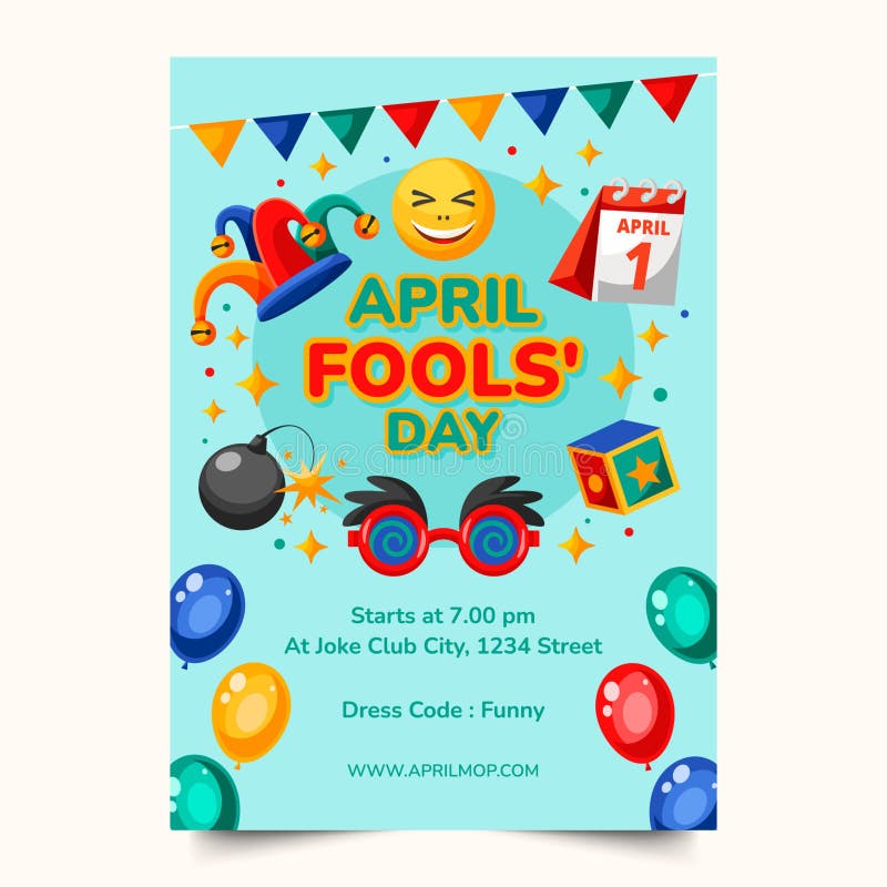 Hand Drawn April Fools Day Poster with Emojis Stock Illustration ...