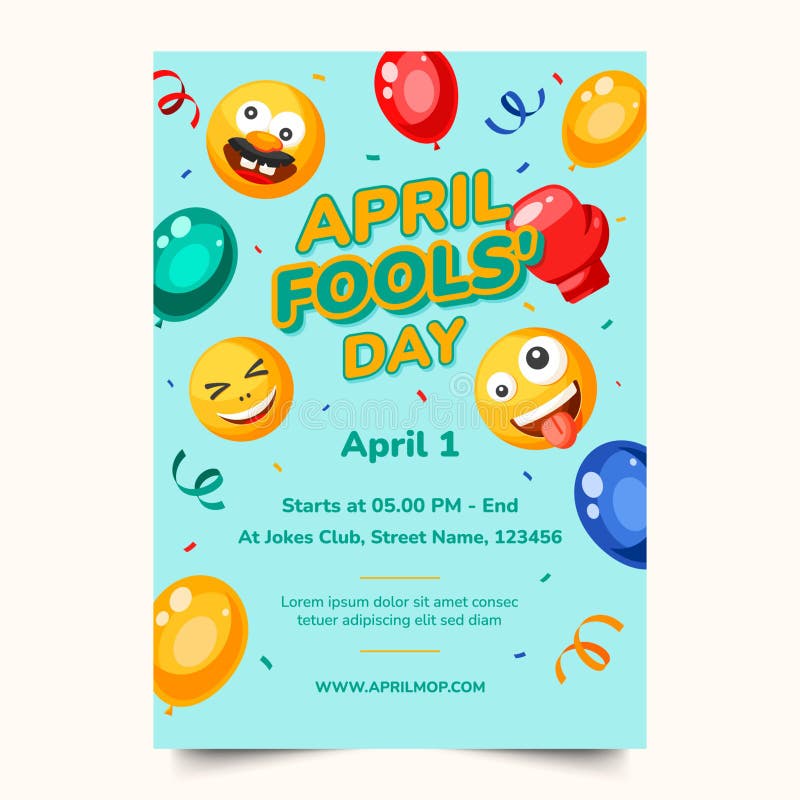 Hand Drawn April Fools Day Poster with Emoticons Stock Illustration ...