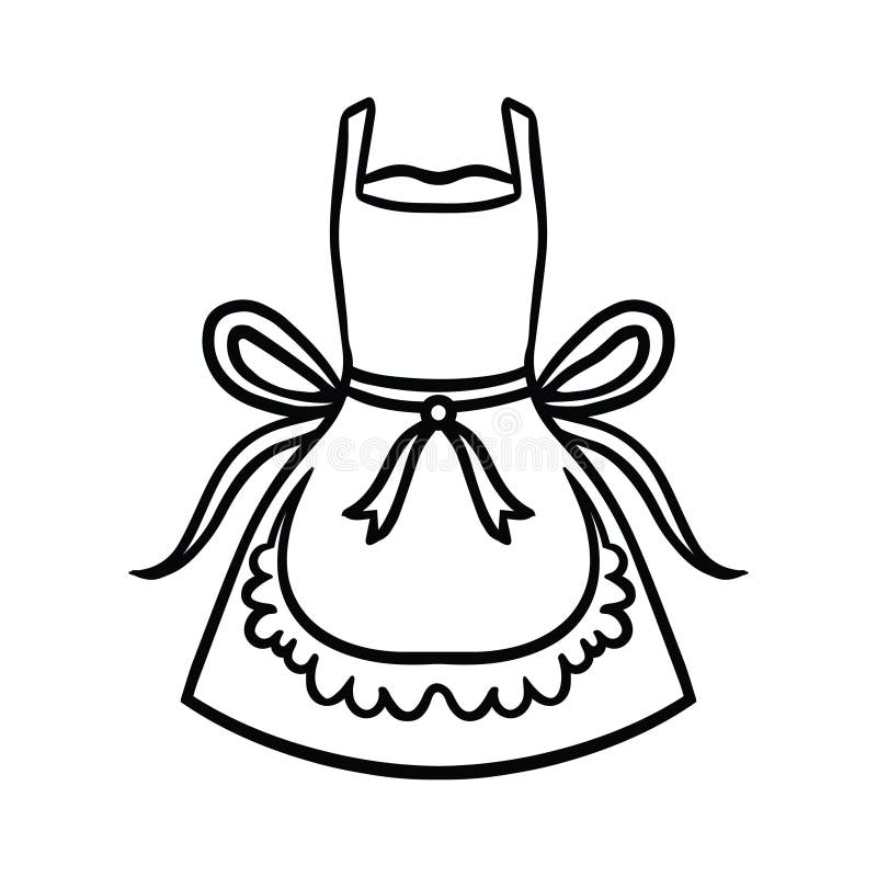 Hand Drawn Apron W Frilly Lace Icon Stock Vector - Illustration of ...