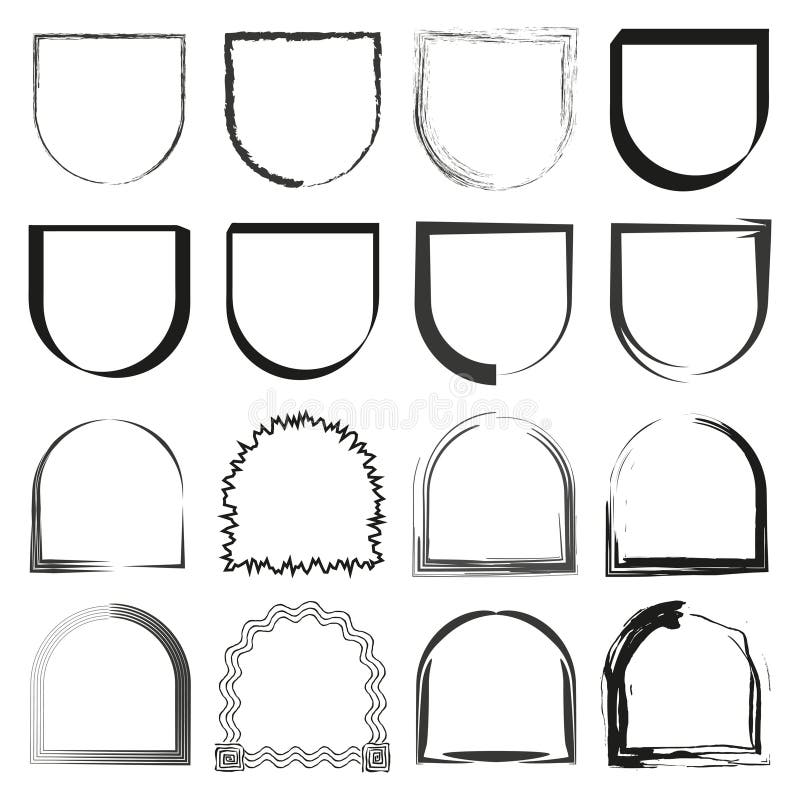 Hand Drawn Arch Frames. Various Border Designs. Black and White Vector ...