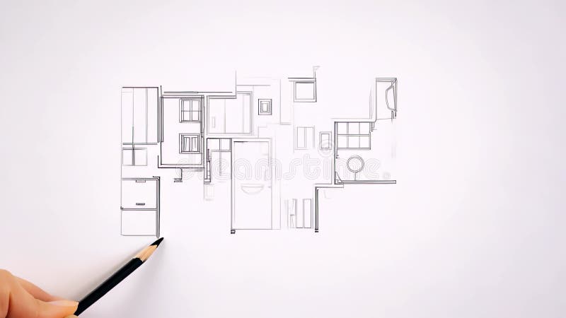 Hand-drawn Architectural Floor Plan of Modern Apartment Layout. Concept ...