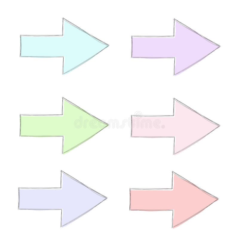 Hand Drawn Arrow. Colored Simple Doodles Stock Vector - Illustration of ...