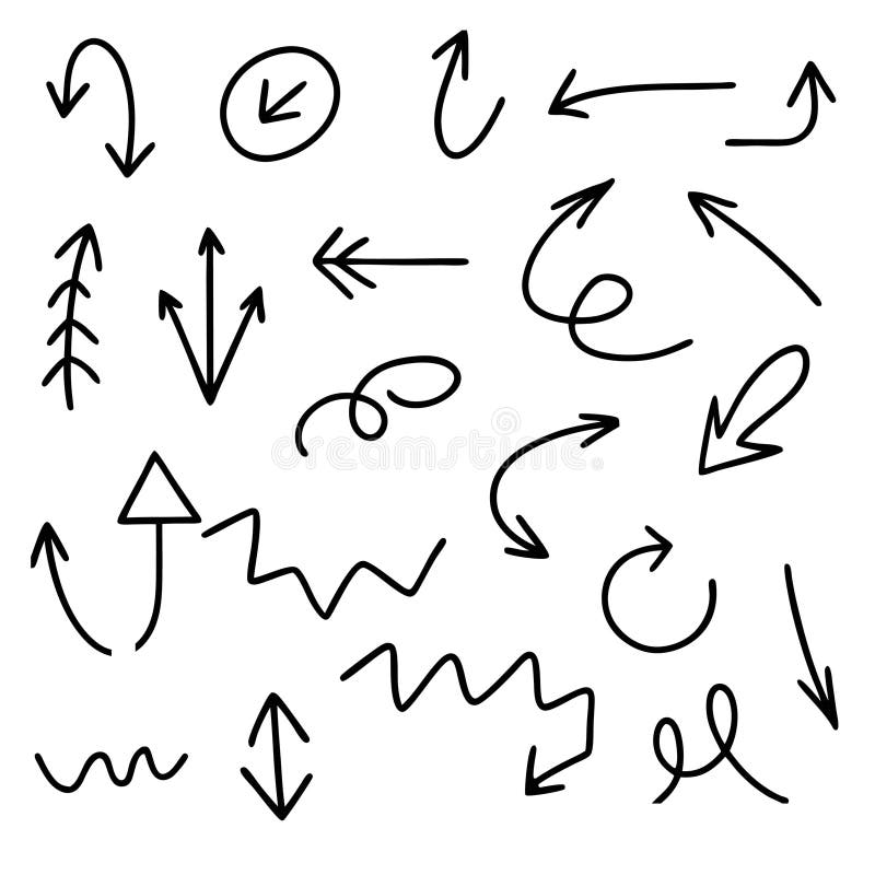 Hand Drawn Arrow Doodle Vector Set for Design Elements. Stock ...