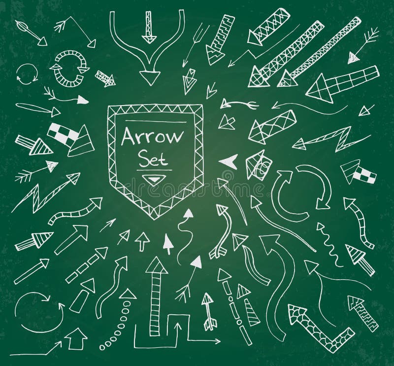 Hand Drawn Arrow Icons Set on Green Chalk Board Stock Vector ...