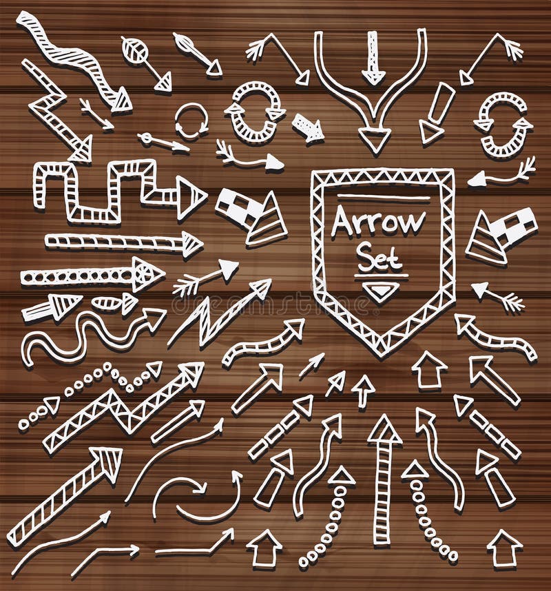 Hand Drawn Arrow Icons Set on Wooden Texture Stock Vector ...