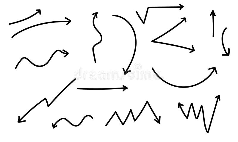Hand Drawn Arrow Mark Icons Vector. Arrow Set Stock Vector ...