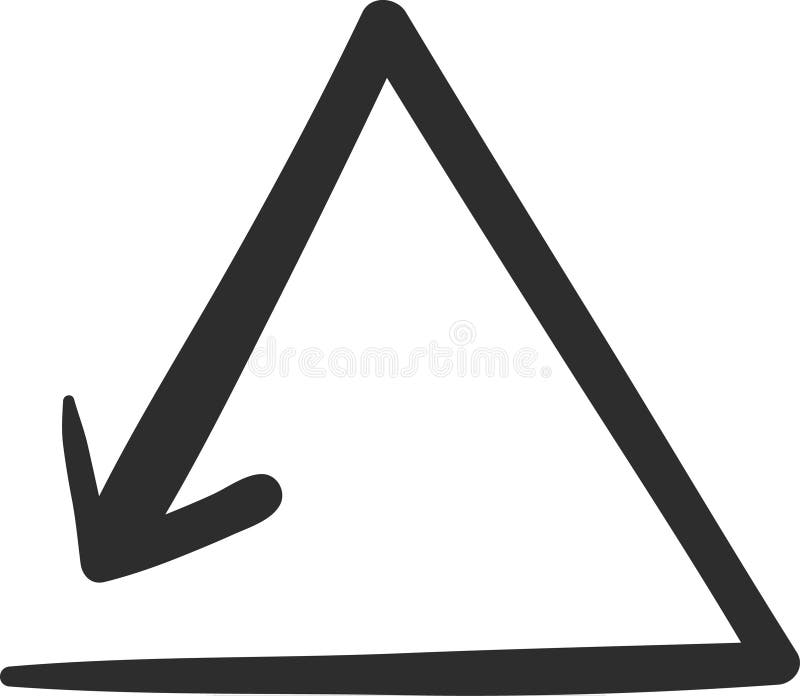 Hand Drawn Arrow Pointing Downwards, Enclosed within a Triangular ...