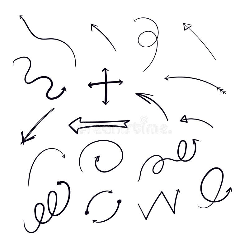 Hand Drawn Arrow Scribble Doodle Symbols Vector Random Hand Drawn ...
