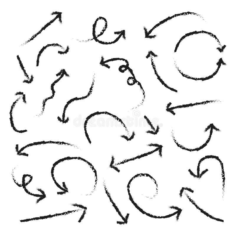 Hand Drawn Arrow Set. Cursor Icon Stock Vector - Illustration of ...