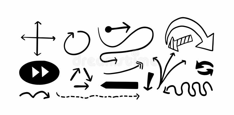 Hand-Drawn Arrow Set Illustration Minimalist Doodle Vector for Creative ...