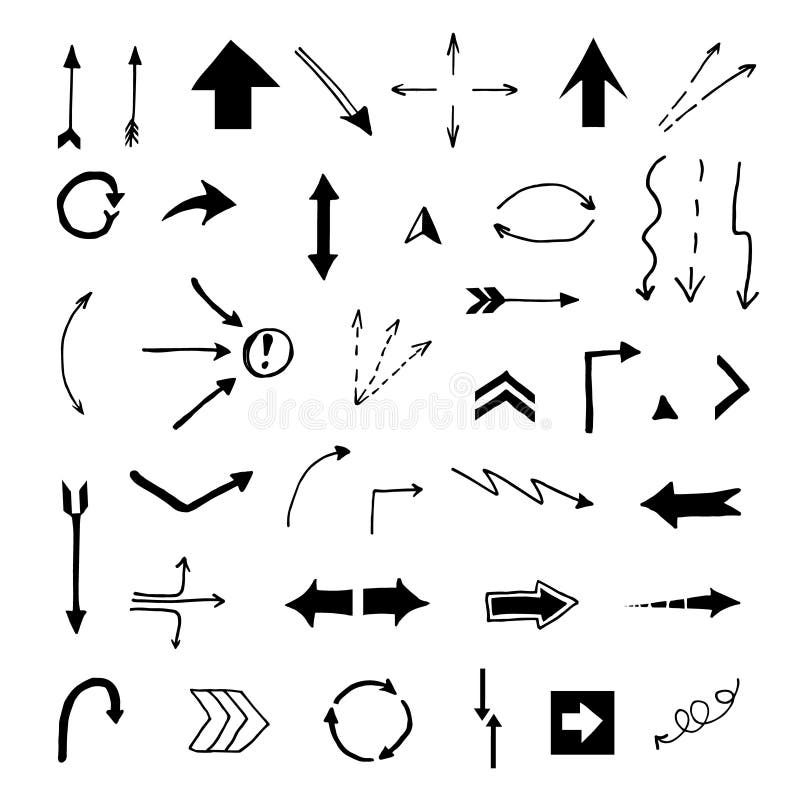 Hand Drawn Arrow Set. Vector Illustration Graphic. Stock Vector ...