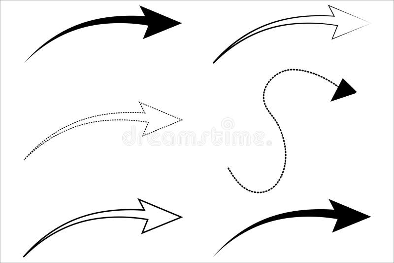 Set of Curved Hand-Drawn Arrows – Vector Style Stock Vector ...
