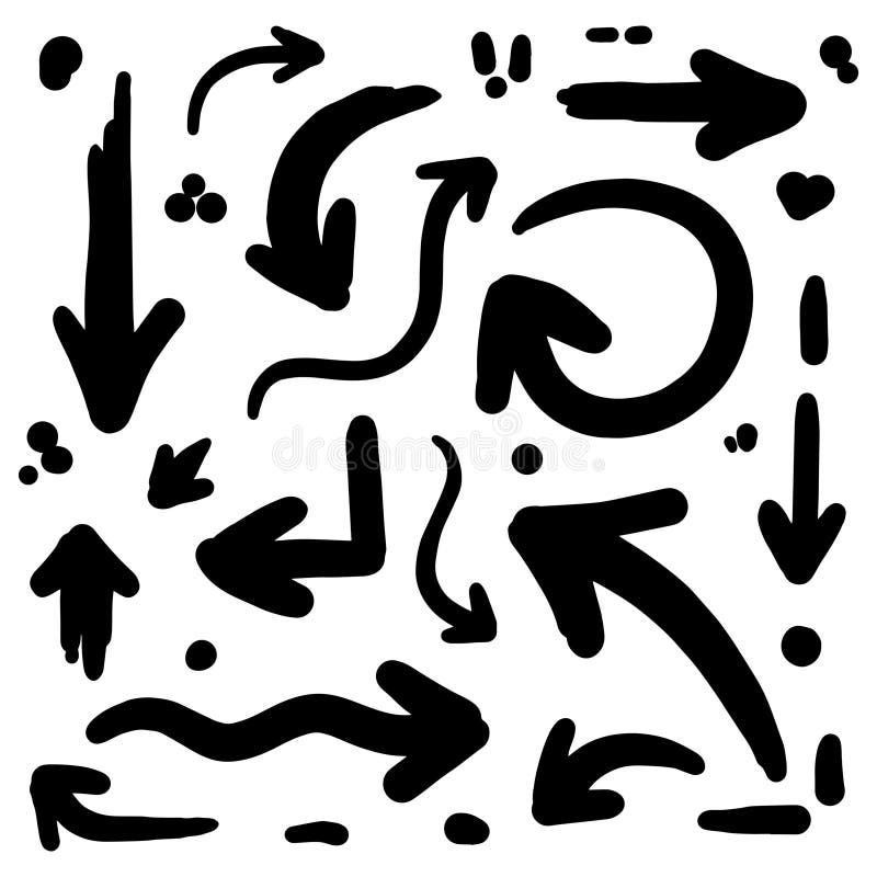 Hand Drawn Arrows. Abstract Doodle Arrows Thin Line Stock Vector ...