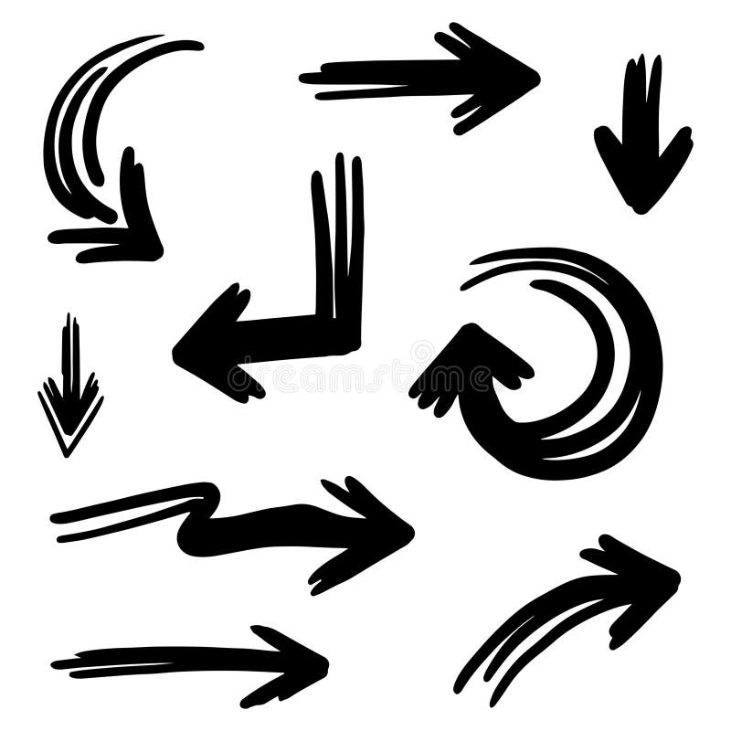Hand Drawn Arrows. Abstract Doodle Arrows Thin Line Stock Vector ...