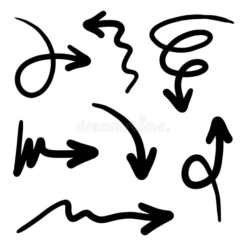 Hand Drawn Arrows. Abstract Doodle Arrows Thin Line Stock Vector ...