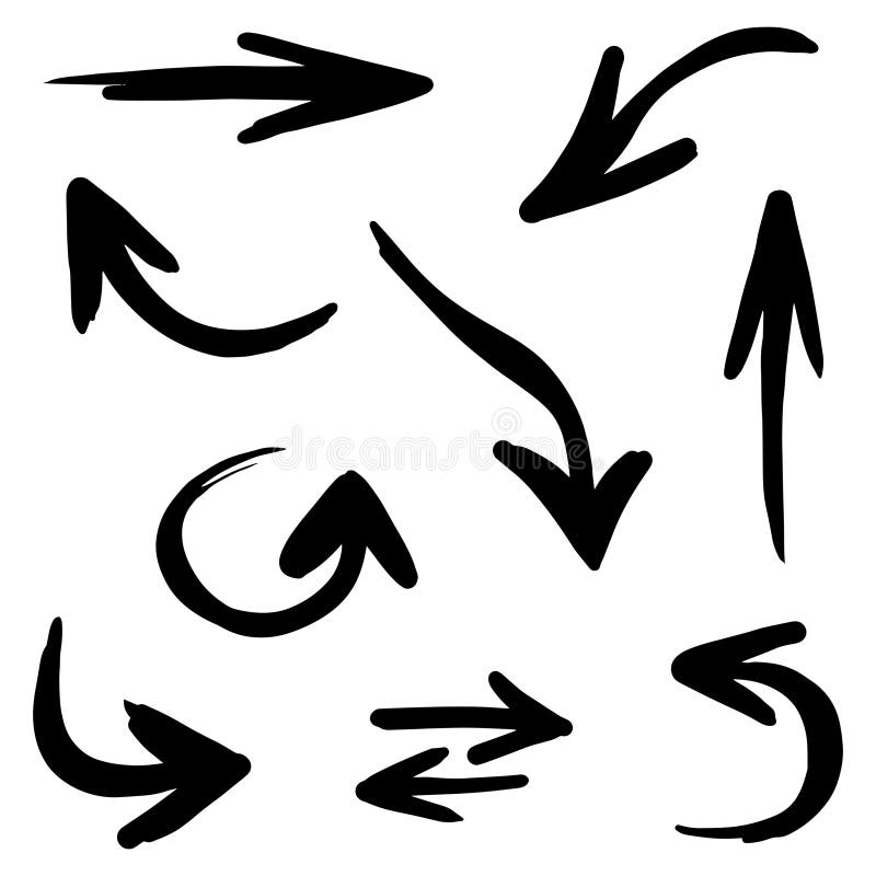 Hand Drawn Doodle Arrows with Many Collections Stock Vector ...