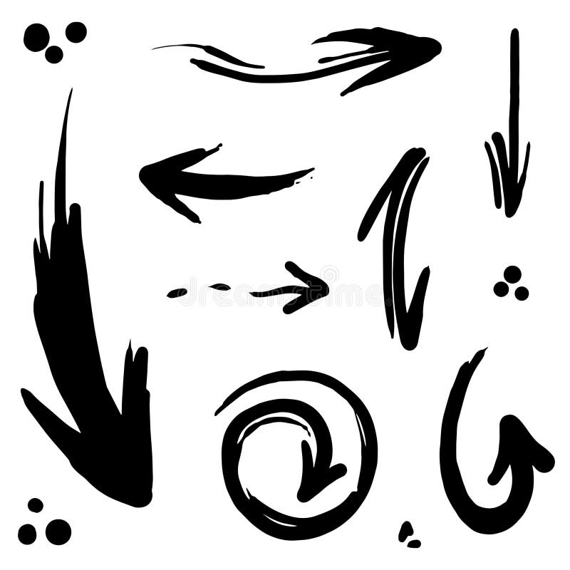 Hand Drawn Arrows in Abstract Scribble Line Style Stock Illustration ...
