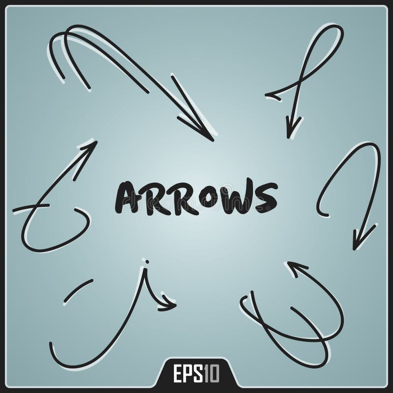 Hand Drawn Arrows Design. Vector Elements. Digital Isolated Creative ...