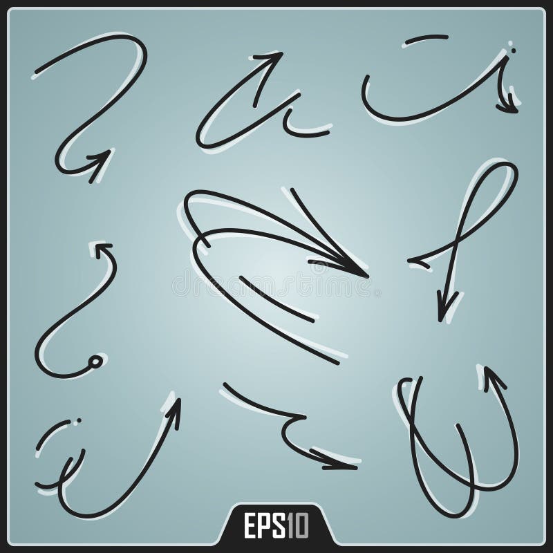 Hand Drawn Arrows Design. Vector Elements. Digital Isolated Creative ...