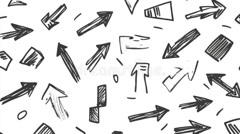 Hand Drawn Arrows and Geometric Shapes Pattern Stock Illustration ...