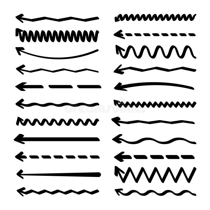 Hand Drawn Arrows, Highlighter Lines. Marker Stroke, Brush Pen Drawn ...