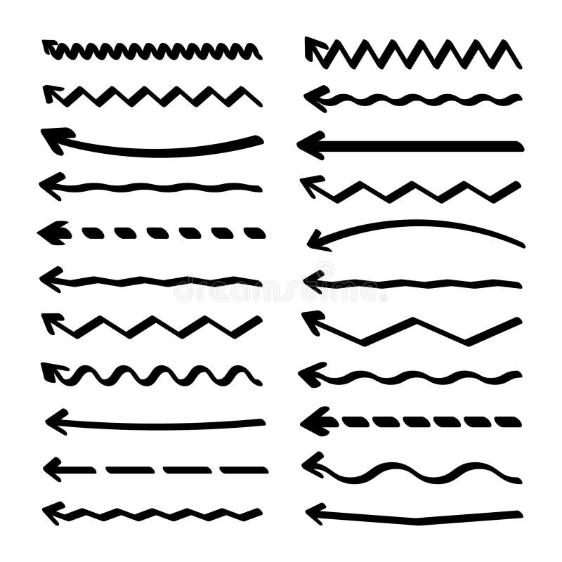 Hand Drawn Arrows, Highlighter Lines. Marker Stroke, Brush Pen Drawn ...