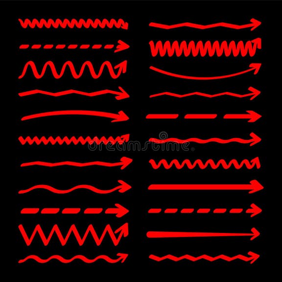 Hand Drawn Arrows, Highlighter Lines. Red Marker Stroke, Brush Pen ...