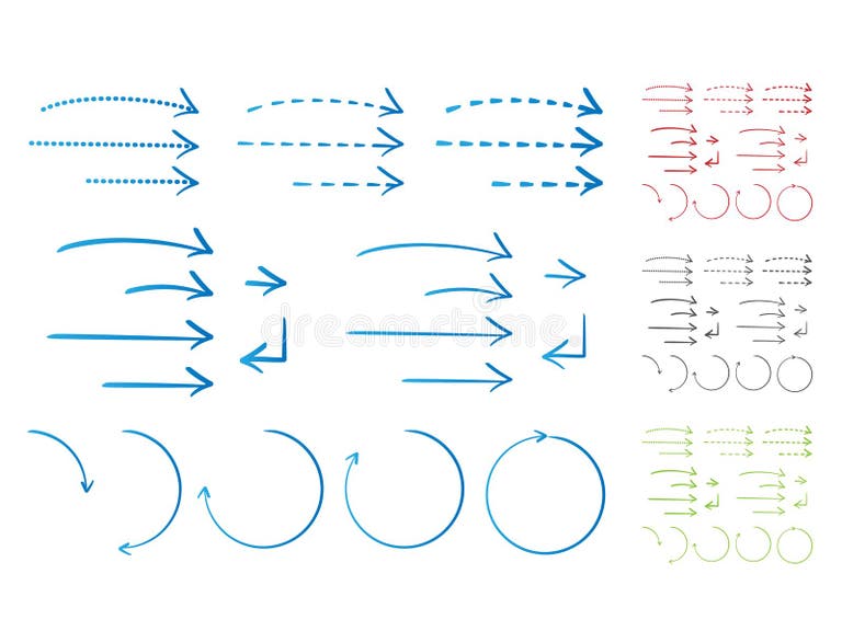 Hand-drawn Arrows in Ink Style Stock Vector - Illustration of organize ...