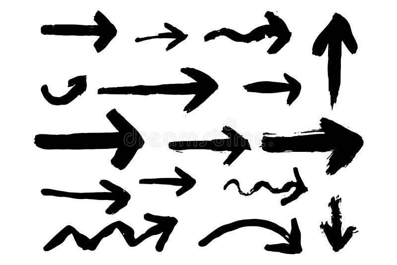 Hand Drawn Arrows with Paint Brush Stock Vector - Illustration of paint ...