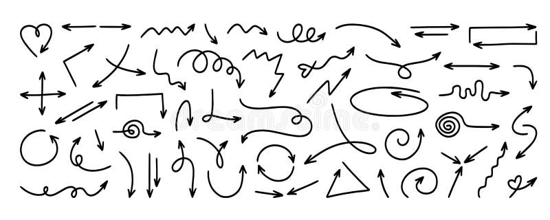 Hand Drawn Arrows Set. Doodle Arrow Elements Stock Vector ...