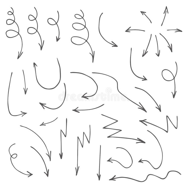 Crazy Hand Drawn Arrow Set Showing Directions in Style Stock Vector ...